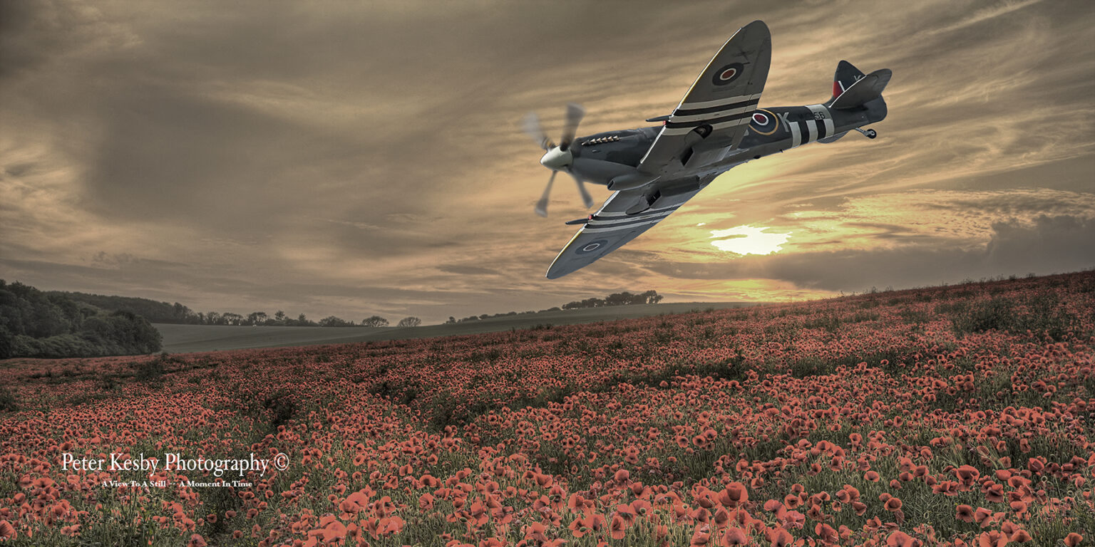 Composite – Spitfire Over Poppy Field – Peter Kesby Photography